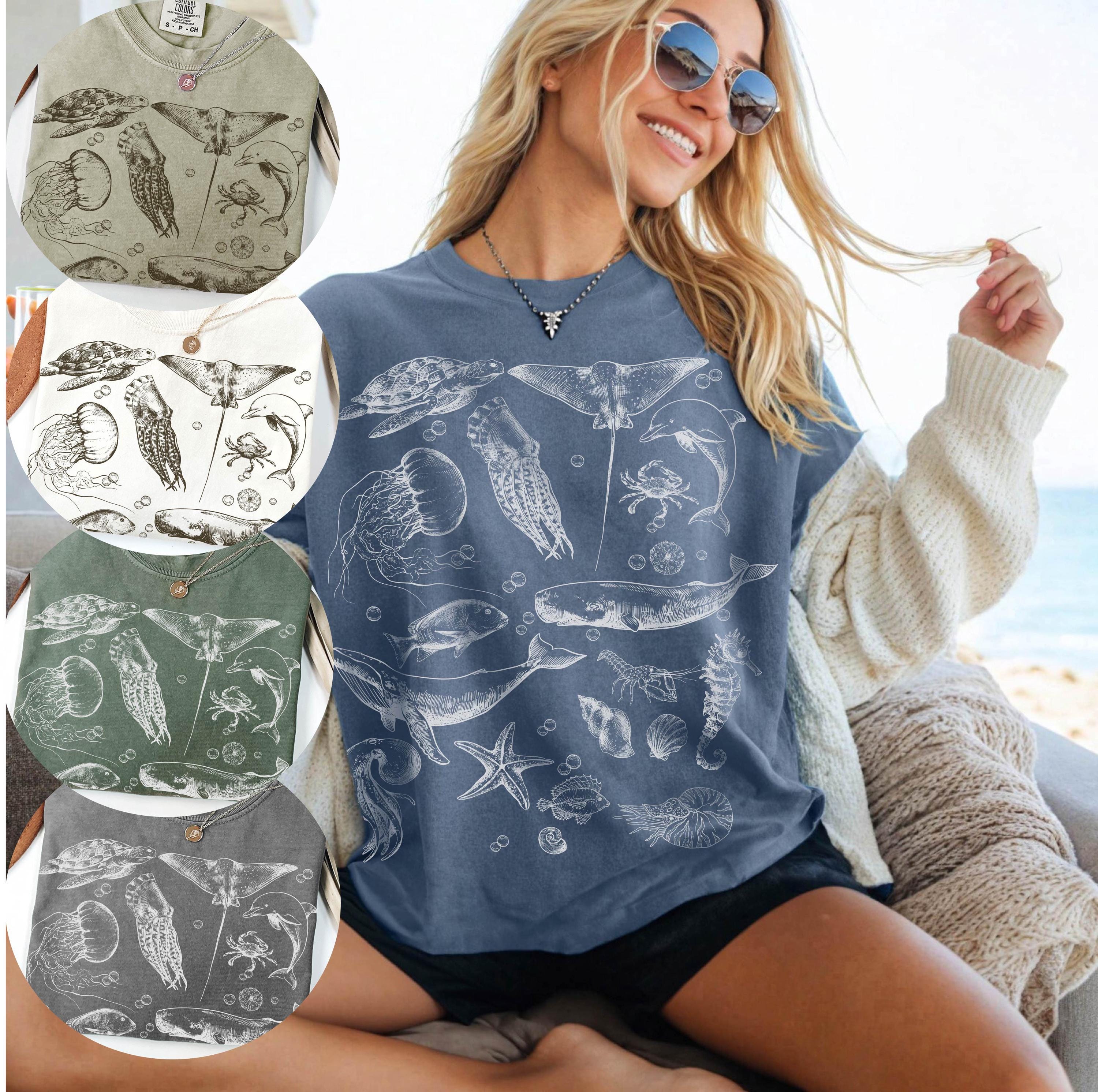 Sea Animals 90s Vintage Style Tshirt, Retro Comfort Colors® Y2k Ocean ...