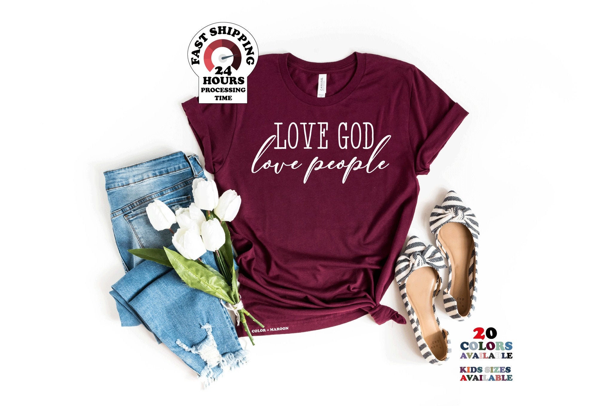 Christian T Shirts Love God Love People Shirt Women's | Etsy