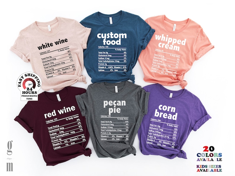 Nutrition Thanksgiving Food Shirts Funny Thanksgiving Shirts - Etsy