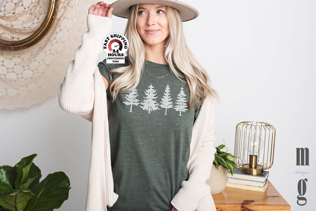 Pine Tree Shirt, Pine Tree T Shirt, Camping Shirt, Hiking Shirt - Etsy