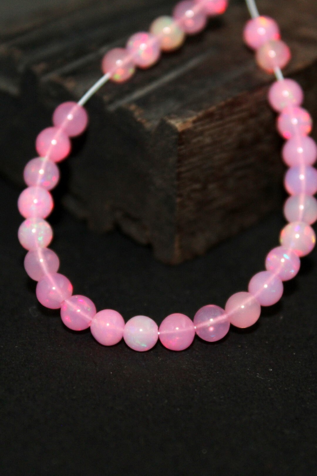 4 MM AAAQuality Natural Ethiopian Pink fire Opal Smooth Balls strand ...