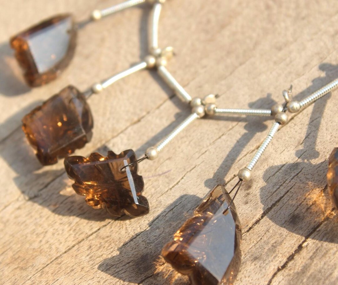 Smooky Carved Fancy Cut Cabochon Strand,smooky Cut Strand,front Drilled ...