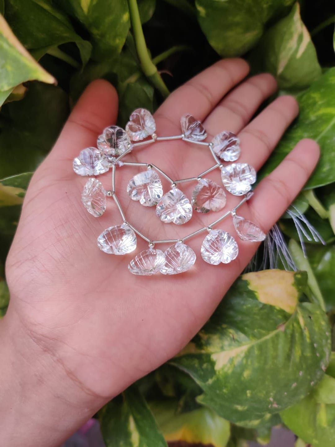 Geniune Crystal Cut Heart Carved Strands,natural Crystal Carved Hearts ...