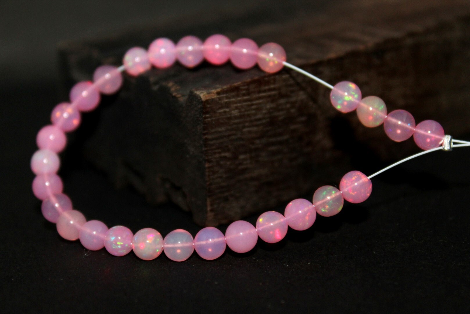 4 MM AAAQuality Natural Ethiopian Pink fire Opal Smooth Balls strand ...