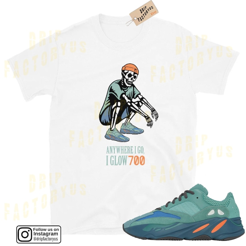 Drippy Skeleton Yeezy 700 V1 Faded Azure T-shirt - Etsy