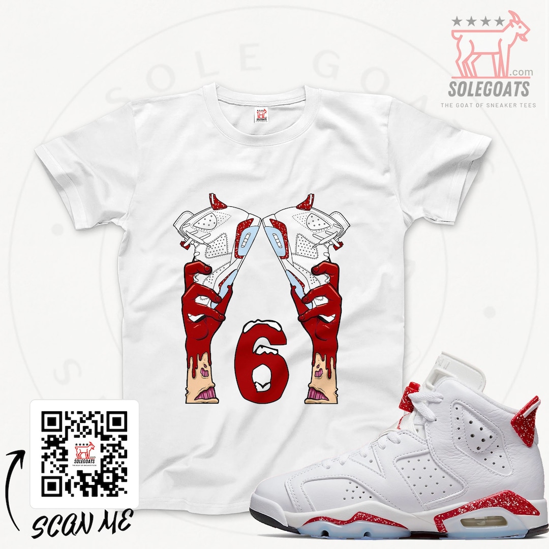Jordan 6 Retro Red T-Shirt Sneaker Matching Shirts Blood Sweat No Tears ...