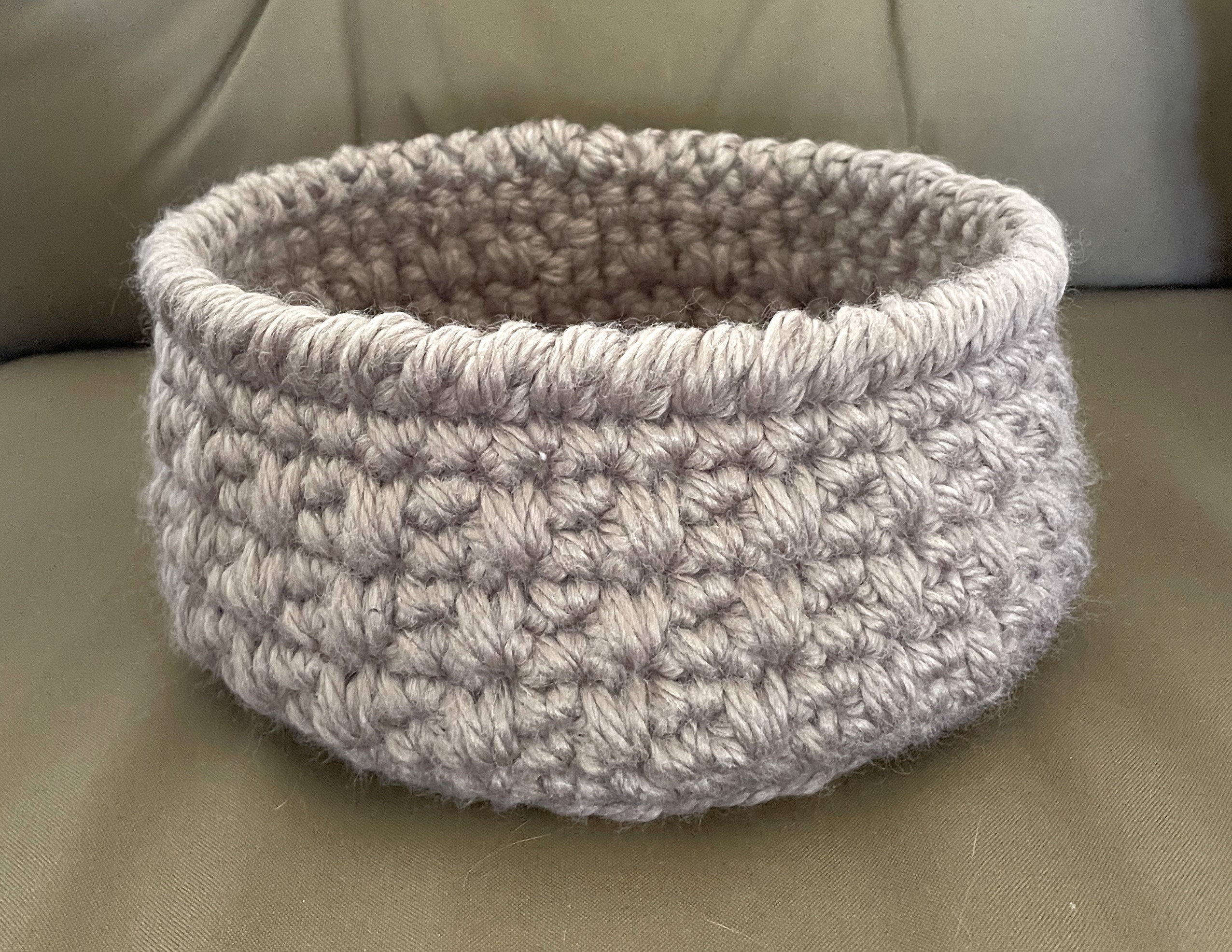 Mauve Lavender Cocoa RECYCLED Yarn Crocheted Catch-all Basket Bowl, Eco ...
