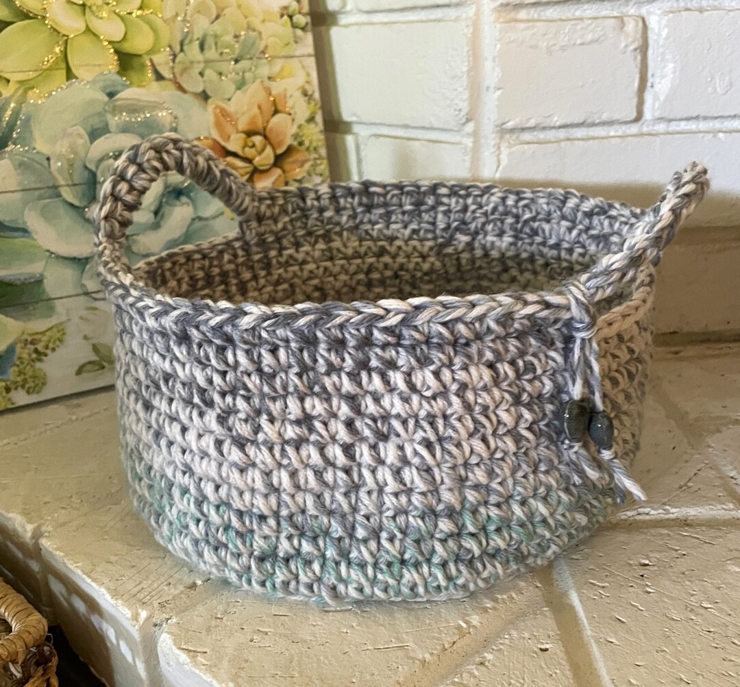 Shades of Blue Hand Crocheted Basket, Soft Natural Hues, Gift Basket ...