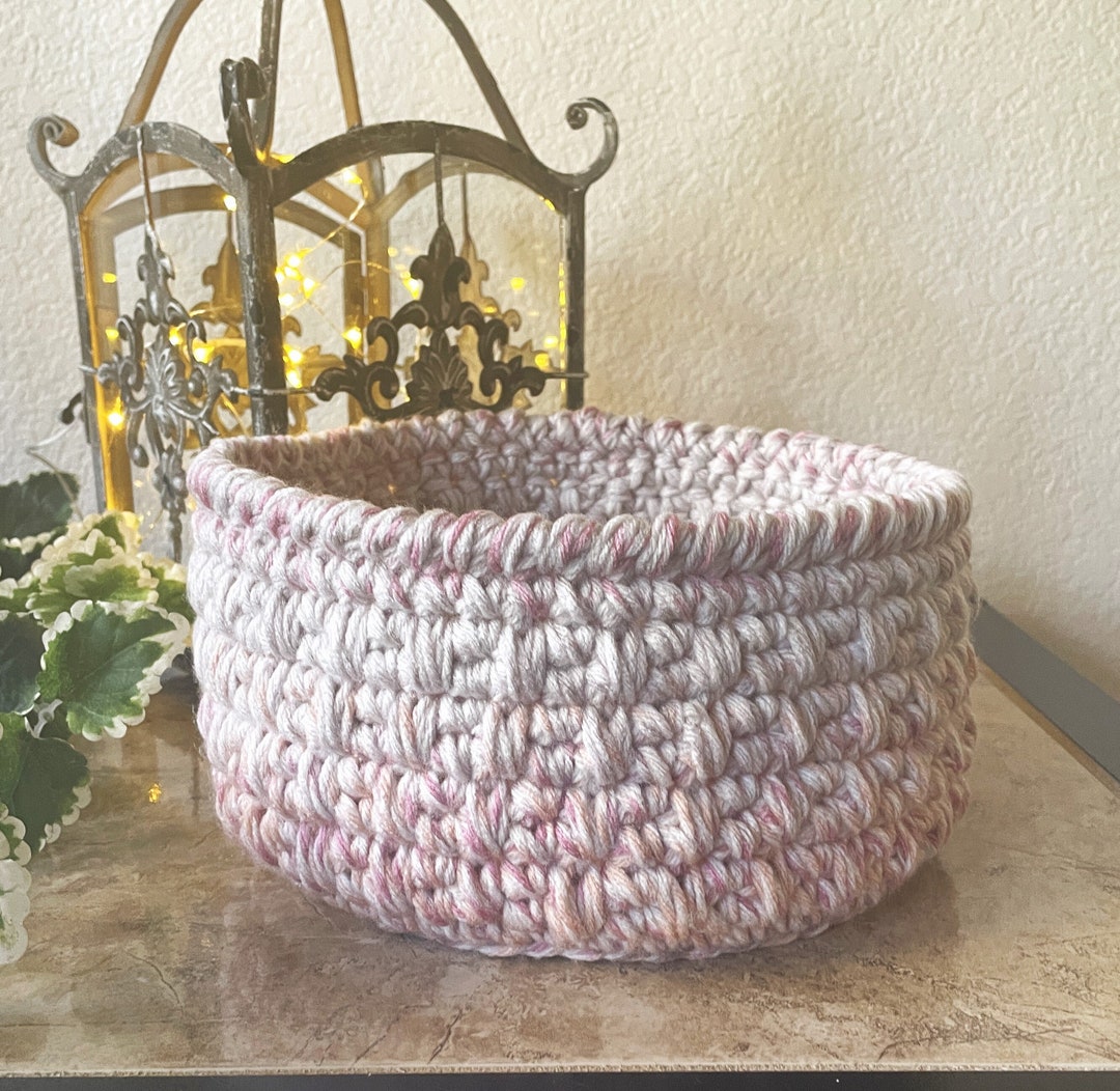 Creamy Rose Hand Crocheted Catch-all Basket, Housewarming Gift Basket ...