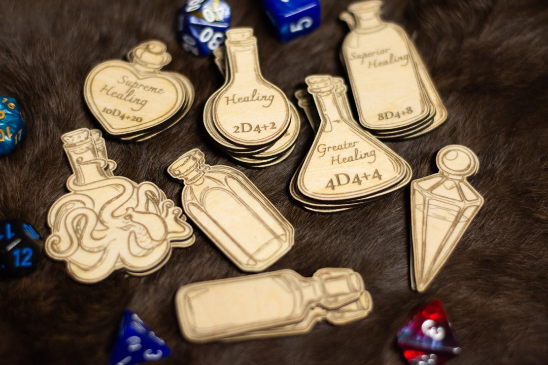 Wooden Dnd Potion Tracker Tokens (set of 25) - Etsy