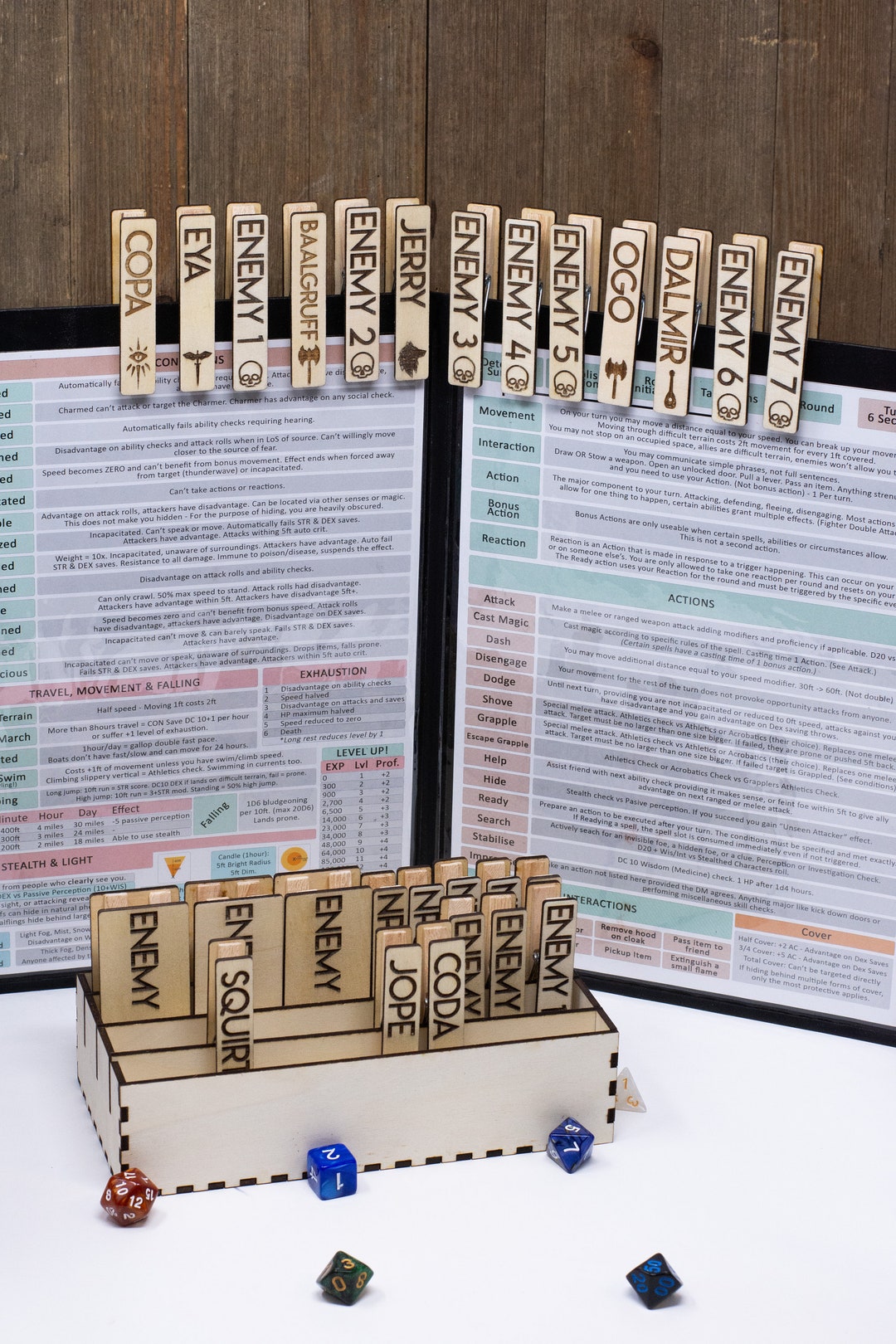 Customizable Wooden Clip Dnd Initiative Trackers - Etsy