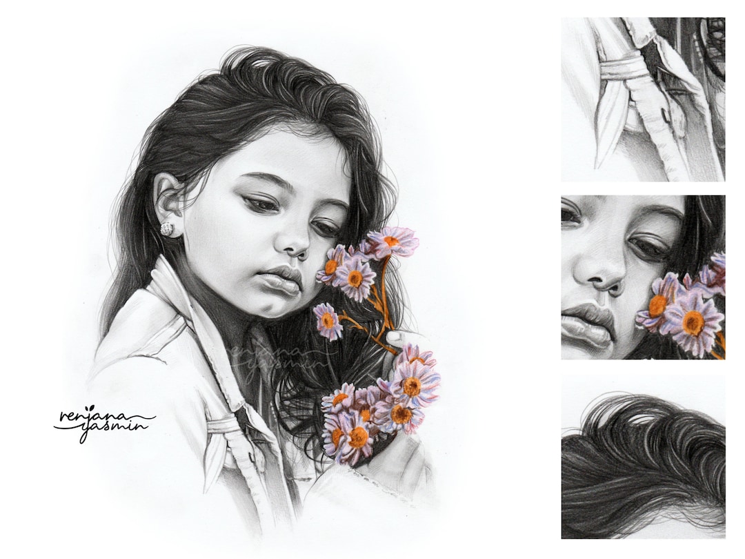 Portrait Drawing Based on a Photo in A3 Size Drawn Digitally - Etsy