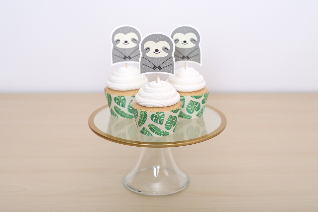 Sloth Party Cupcake Toppers & Wraps - Etsy
