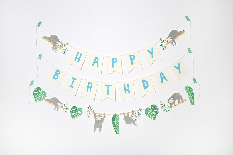 Sloth Birthday Banner - Etsy