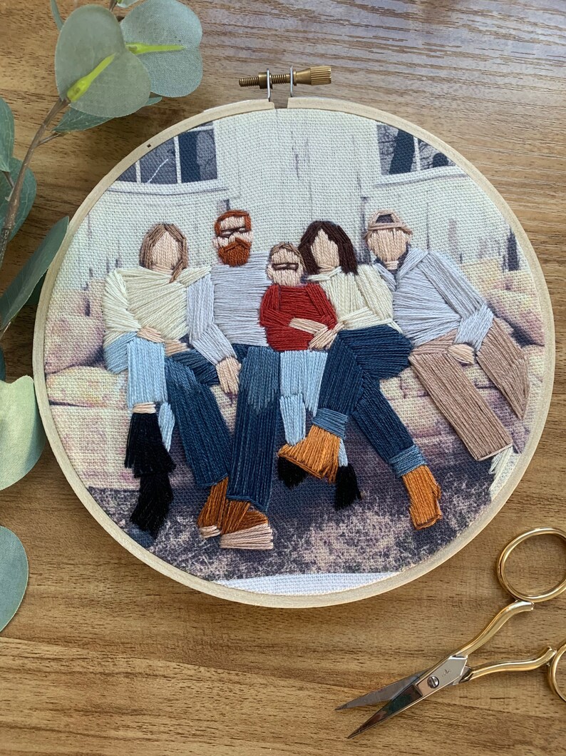 Photo Portrait Embroidery Family Photo Embroidery Couple - Etsy