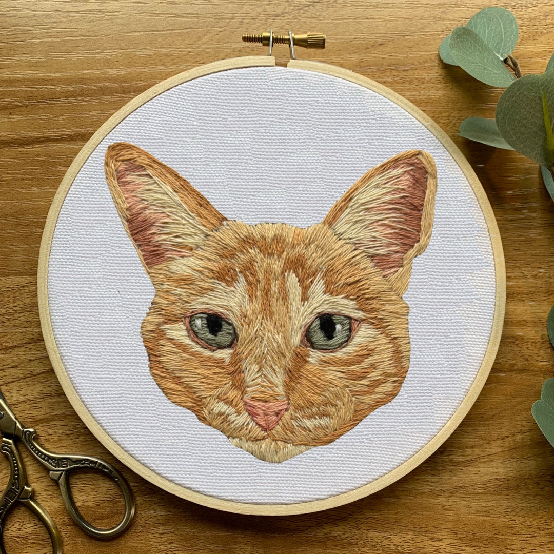 Orange Tabby Cat Embroidery Kit: DIY Pet Portrait - Etsy