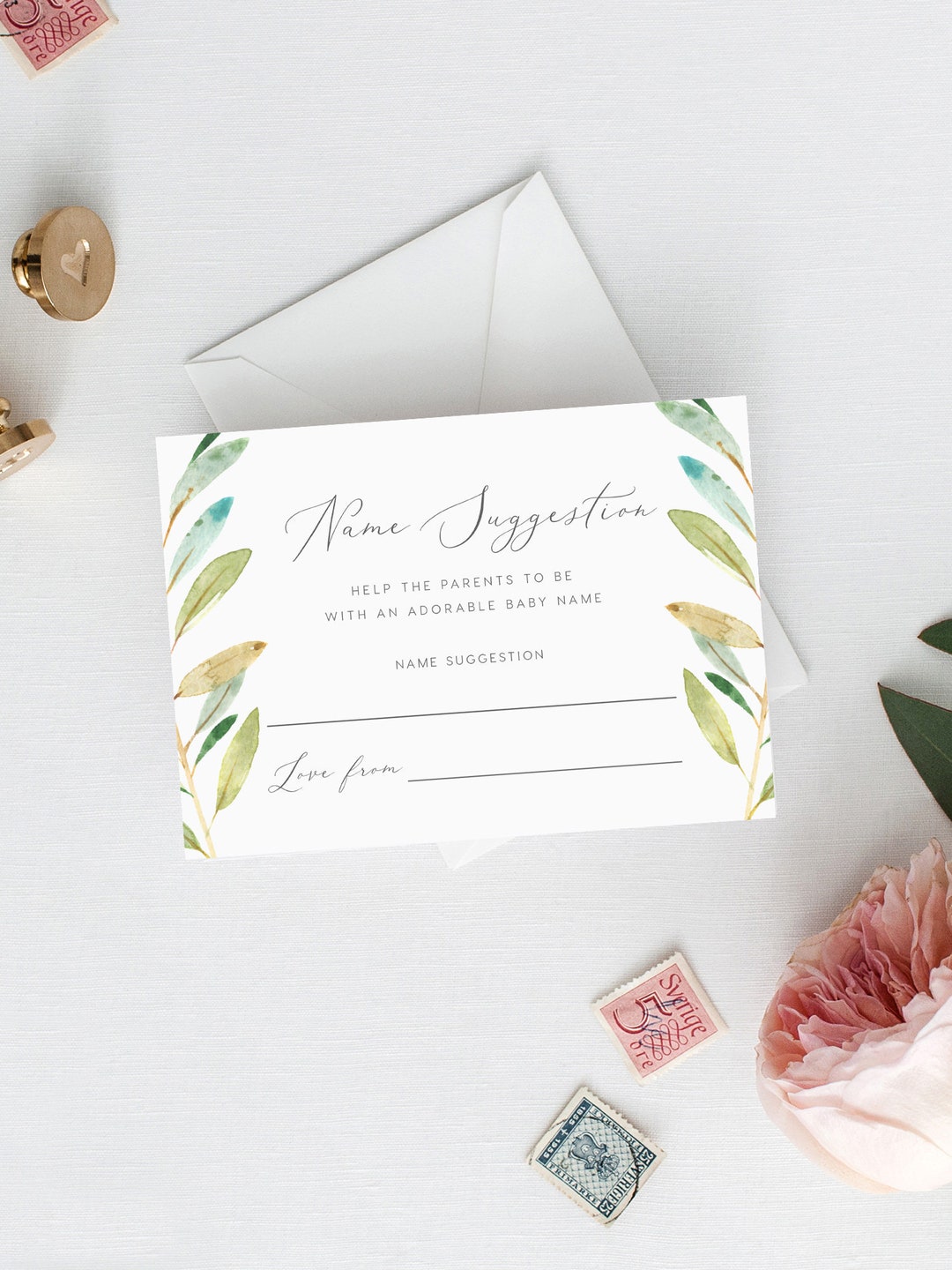 Baby Name Card Editable Pdf Template, INSTANT DOWNLOAD, Gender Neutral ...