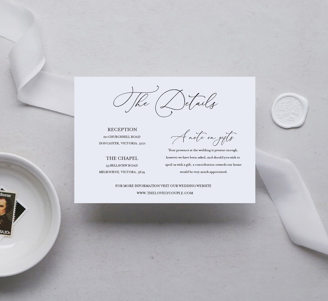 Details Card Printable INSTANT DOWNLOAD Info DIY Printable | Etsy