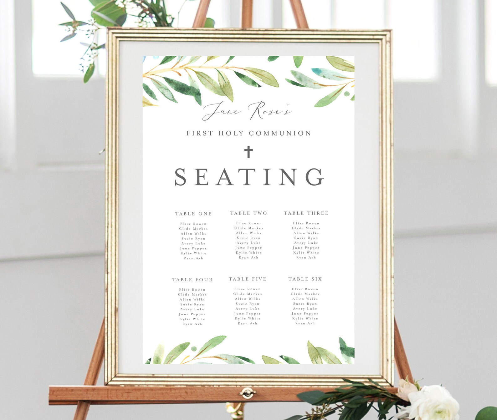 First Holy Communion Seating Chart INSTANT DOWNLOAD Portrait | Etsy