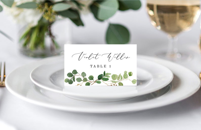 Greenery Place Cards Printable INSTANT DOWNLOAD Wedding Name - Etsy