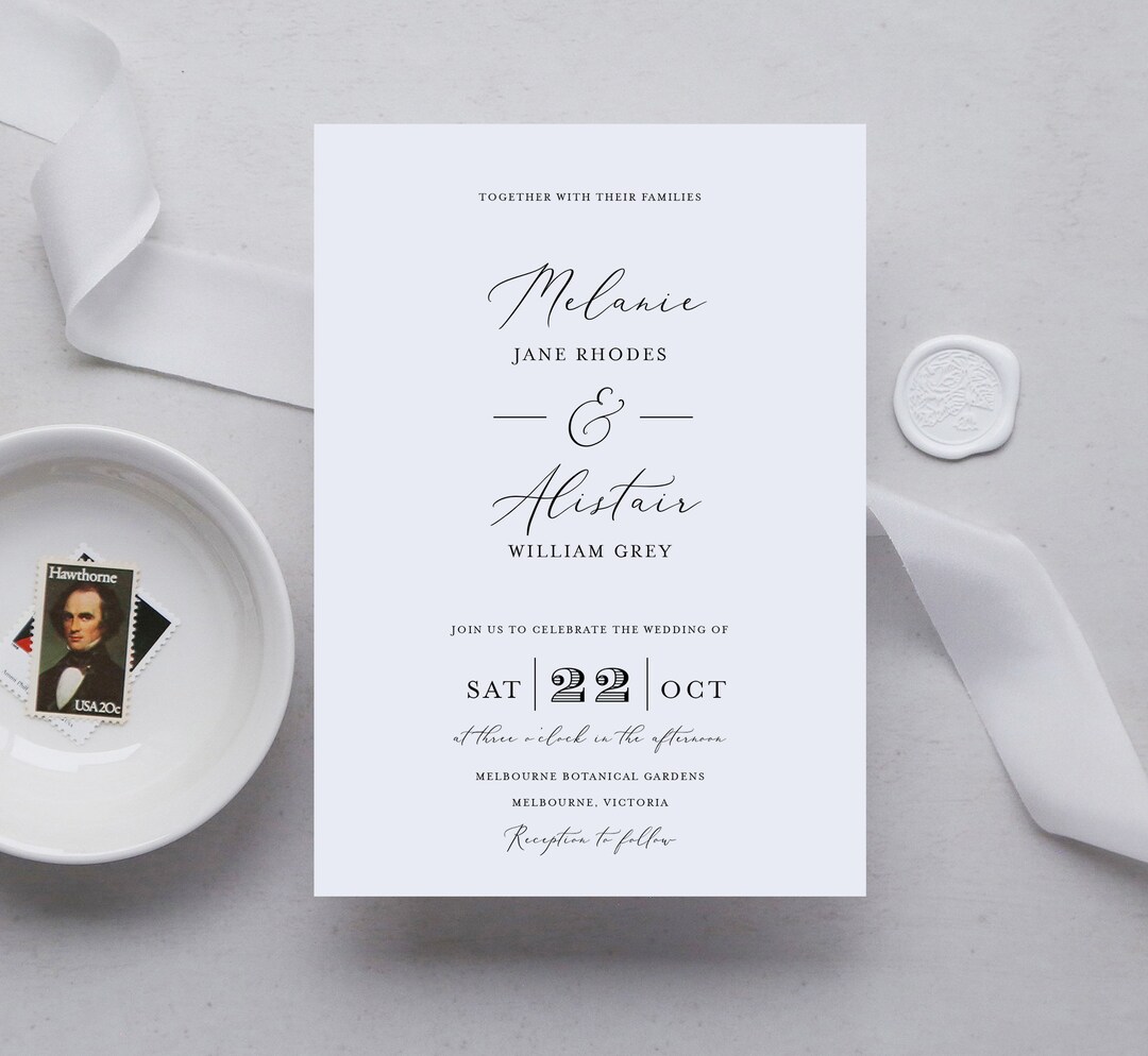 Minimal Wedding Invite INSTANT DOWNLOAD Template, PDF, Printable ...