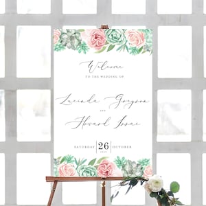 Succulents Welcome Sign INSTANT DOWNLOAD Poster, Portrait, Large ...