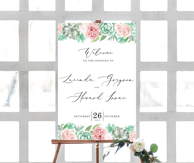 Succulents Welcome Sign INSTANT DOWNLOAD Poster Portrait - Etsy