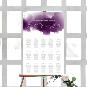 Purple Seating Chart, INSTANT DOWNLOAD Portrait, Sign, Signage, Table ...