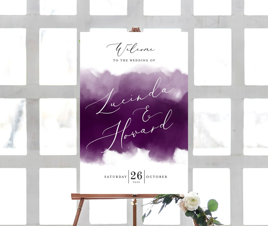 Purple Welcome Sign INSTANT DOWNLOAD Poster, Portrait, Large, Templett ...