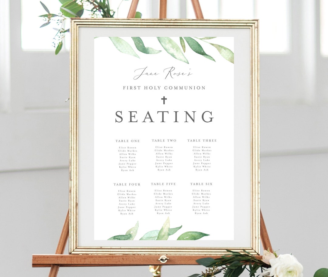 First Holy Communion Seating Chart, INSTANT DOWNLOAD Portrait, Sign ...