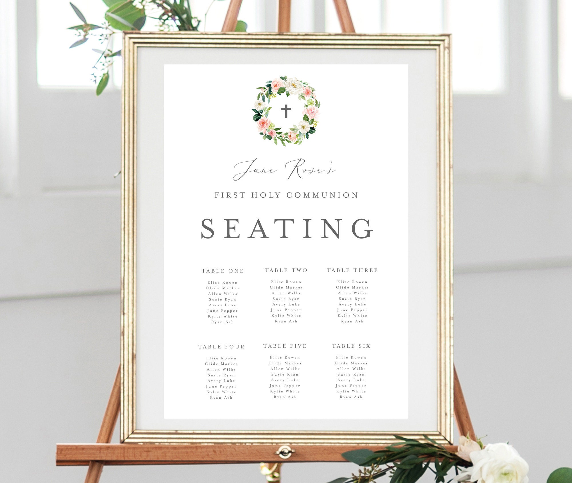First Holy Communion Seating Chart INSTANT DOWNLOAD Portrait - Etsy