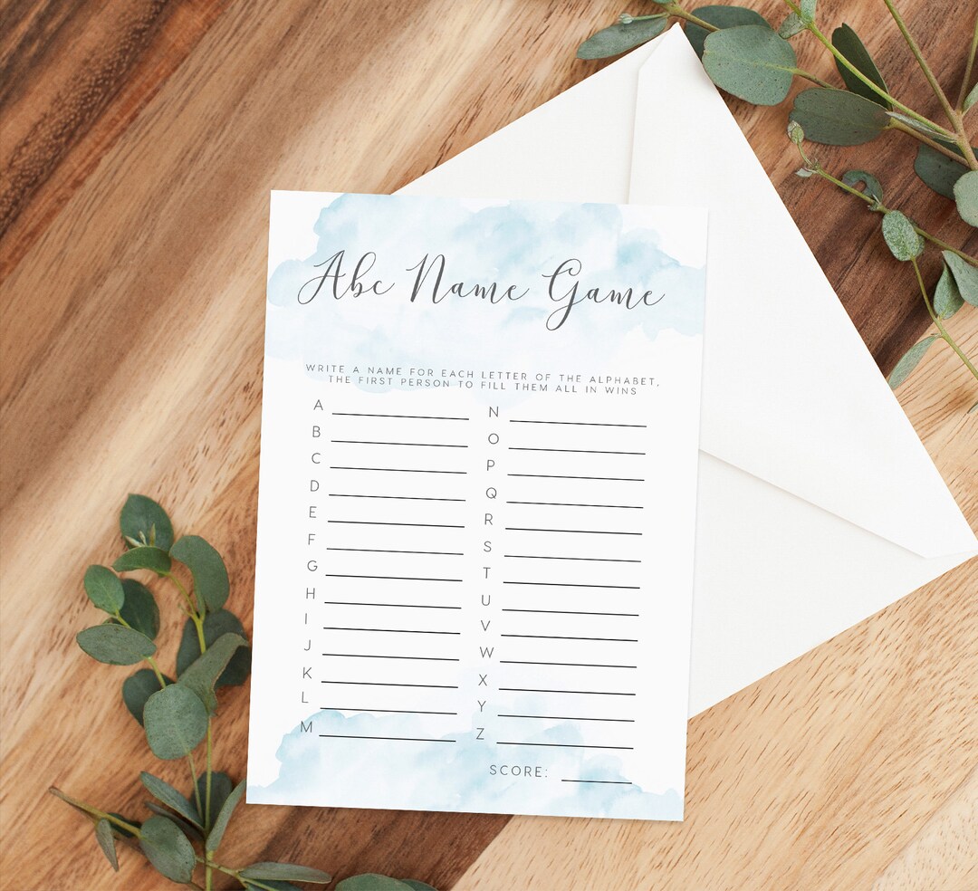 Baby Shower Games INSTANT DOWNLOAD ABC Name Game, Names Guessing Game ...
