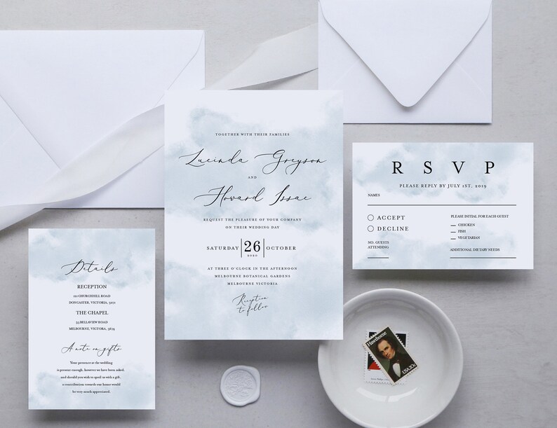 Dusty Blue Wedding Bundle INSTANT DOWNLOAD Template DIY - Etsy