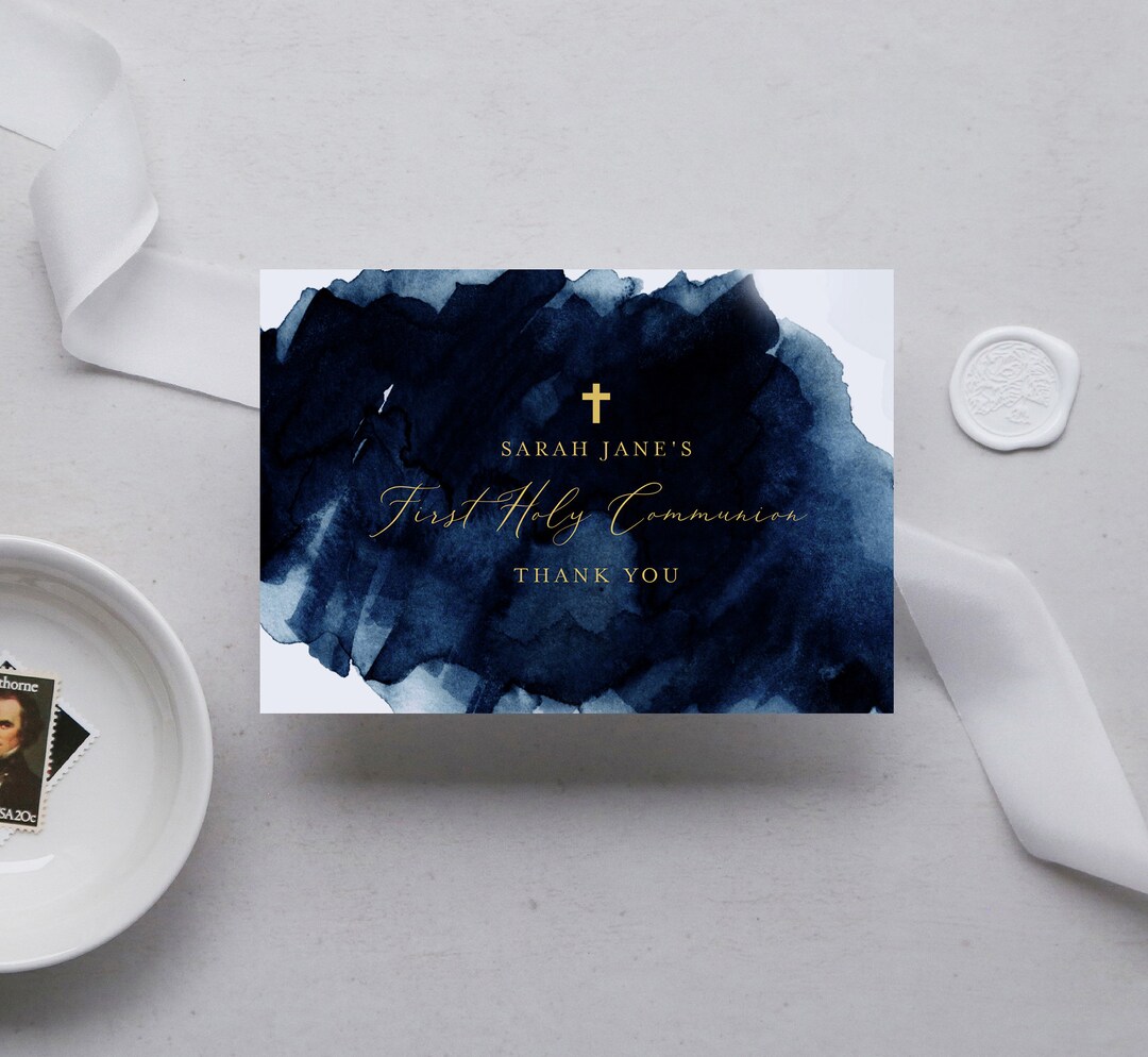 First Holy Communion Thank You Card INSTANT DOWNLOAD Favor - Etsy