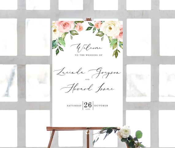 Roses Welcome Sign INSTANT DOWNLOAD Poster Portrait Large | Etsy