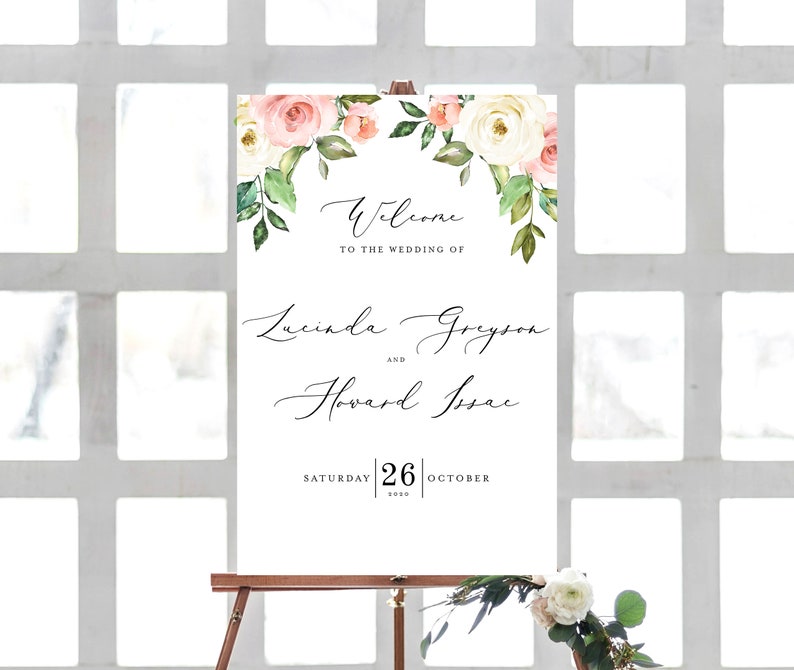 Roses Welcome Sign INSTANT DOWNLOAD Poster Portrait Large | Etsy