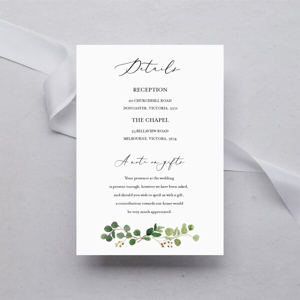 Greenery Detail Card - Etsy