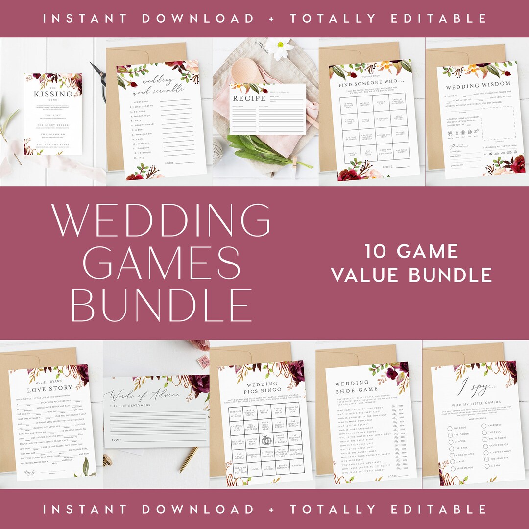 Wedding Table Games Bundle, INSTANT DOWNLOAD, Value Game Bundle ...