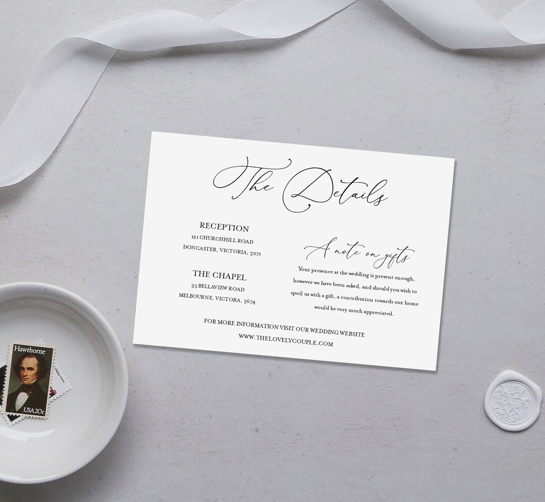 Details Card Printable INSTANT DOWNLOAD Info DIY Printable - Etsy