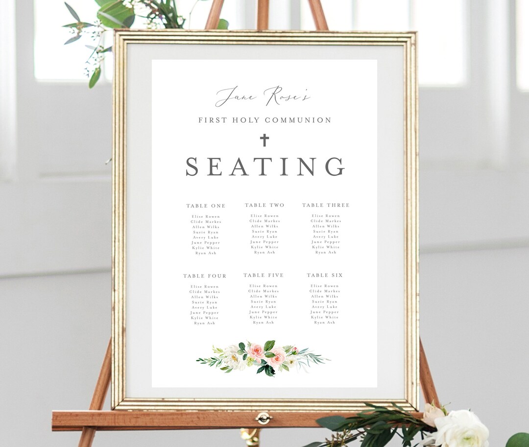 First Holy Communion Seating Chart, INSTANT DOWNLOAD Portrait, Sign ...
