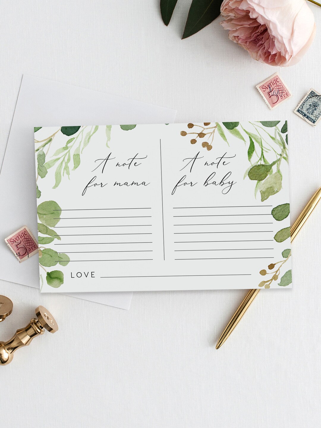 A Note for Mama a Note for Baby Card INSTANT DOWNLOAD, Baby Shower ...