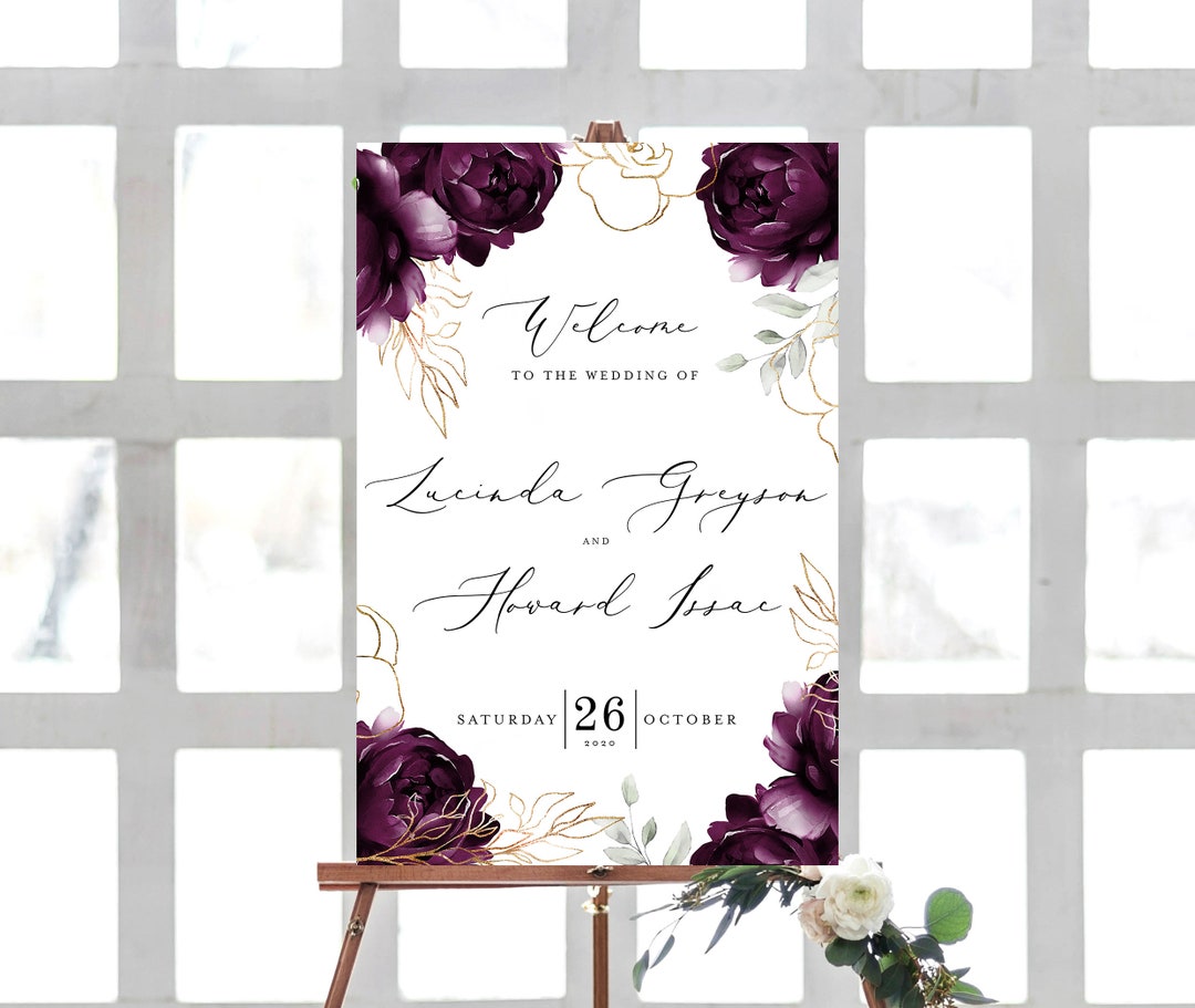 Purple Welcome Sign INSTANT DOWNLOAD Poster, Portrait, Large, Templett ...