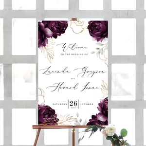 Purple Welcome Sign INSTANT DOWNLOAD Poster, Portrait, Large, Templett ...