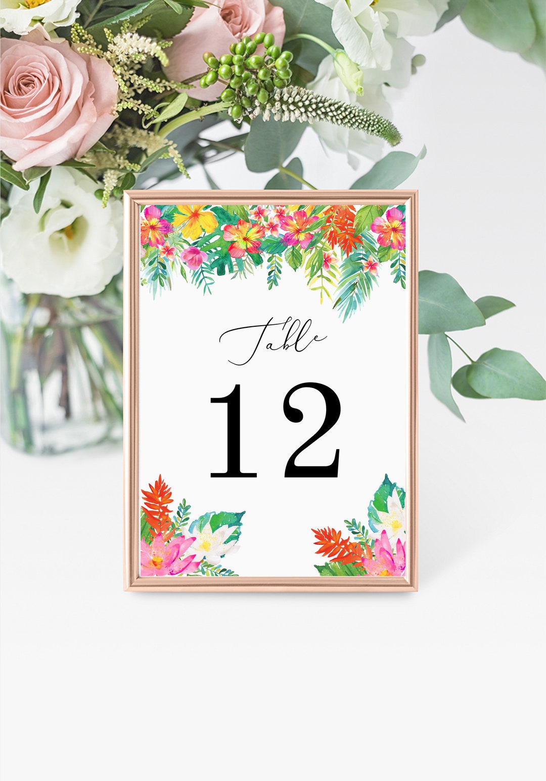 Tropical Table Numbers 5x7 INSTANT DOWNLOAD, Printable Wedding Table ...