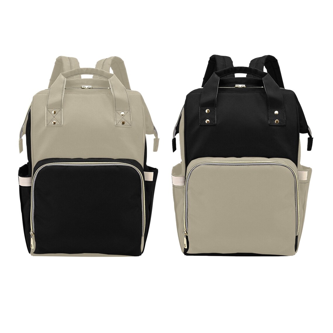 Diaper Bag Backpack Solid Design Beige Black Nappy - Etsy