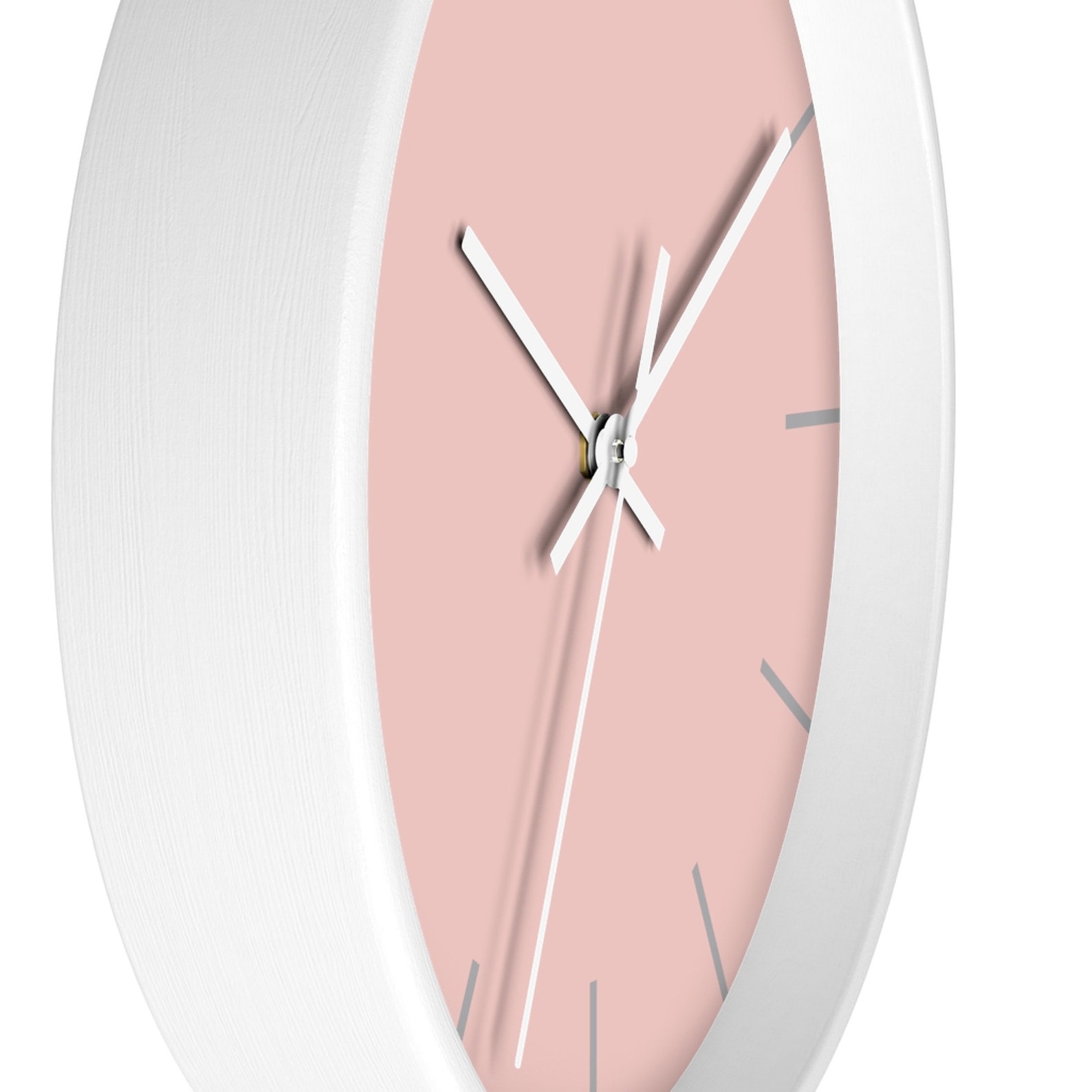 Wall Clock Solid Pink Design Pink Grey White Black Circle Shape 10 ...