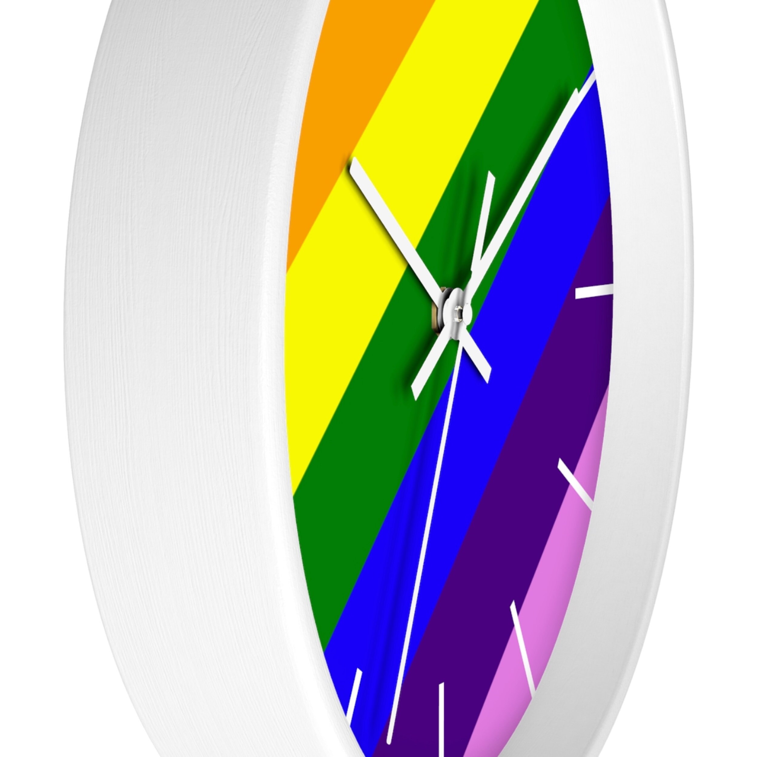 Wall Clock Rainbow Design White Black Circle Shape - Etsy UK
