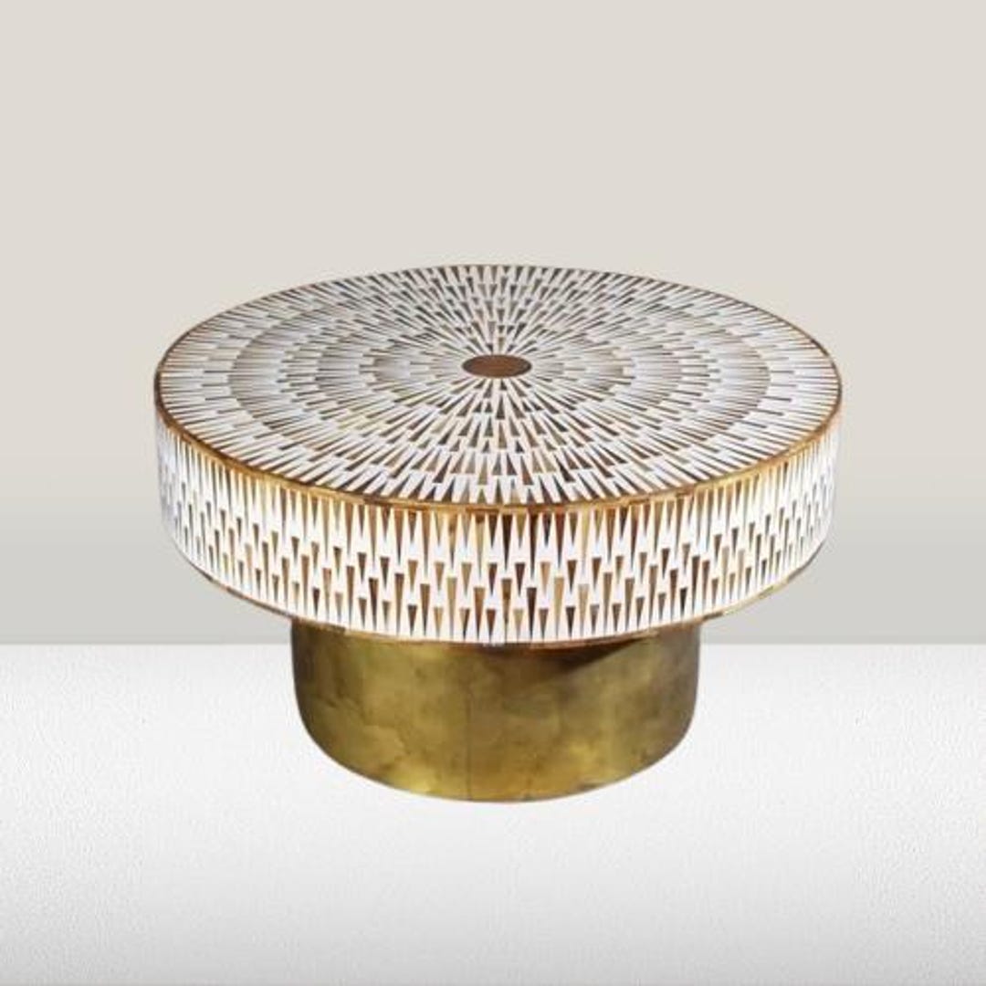 Wood Inlay Coffee Table – Handmade Indian Inlay Table for Living Room ...