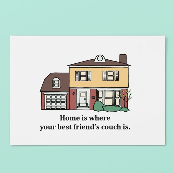 Our First Home Illustrated Portrait Print / New House Gift / Cartoon ...