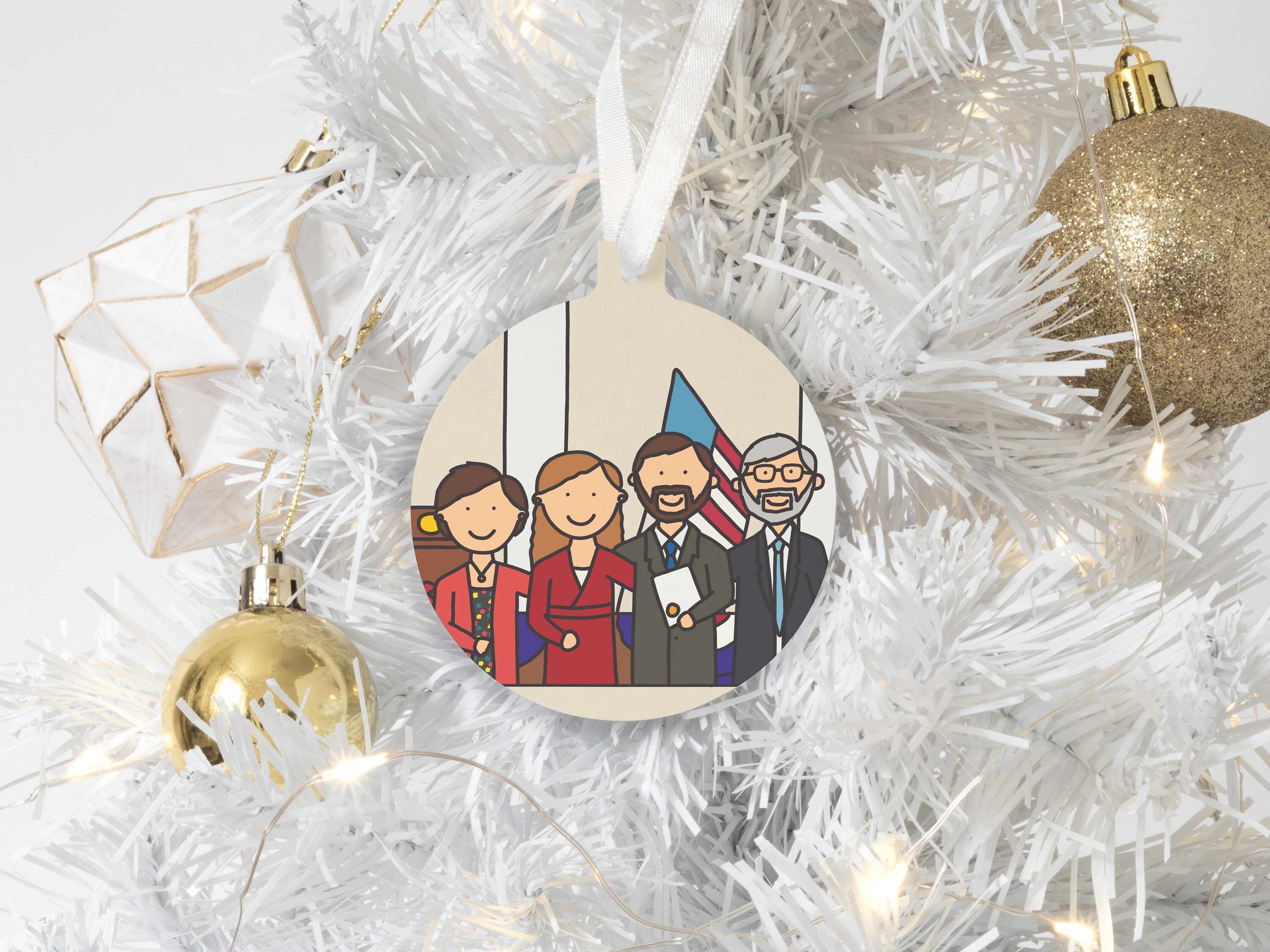 Custom Illustrated Portrait From Photo Christmas Ornament - Etsy